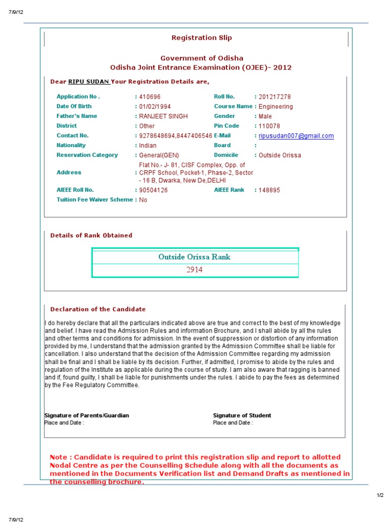 Registration Slip | PDF | Government | Justice