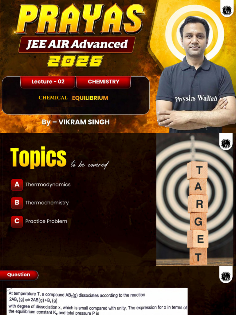 Chemical Equilibrium 02 Class Notes Prayas JEE AIR Advanced (2026) | PDF