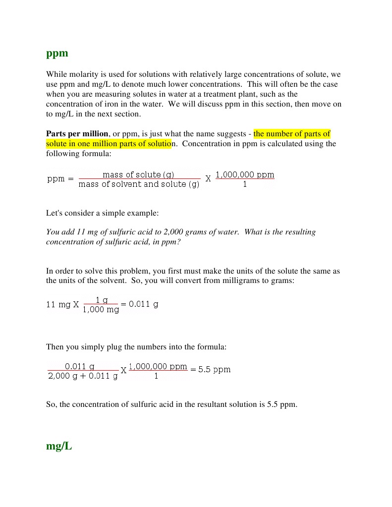 PPM | PDF | Parts Per Notation | Concentration