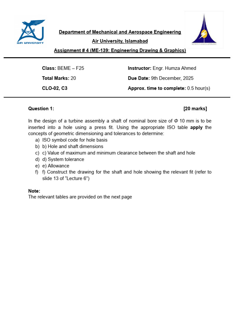 ME 139 - Assignment 4 - Engineering Drawing & Graphics | PDF