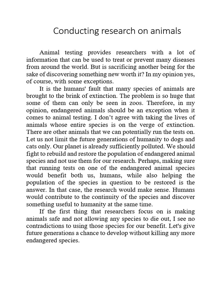 Conducting Research On Animals | PDF