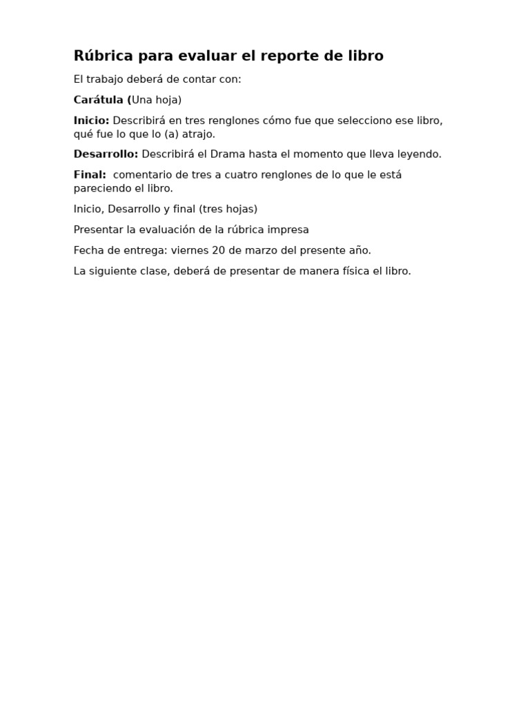 Rúbrica para Evaluar El Reporte de Libro | PDF | Escritura