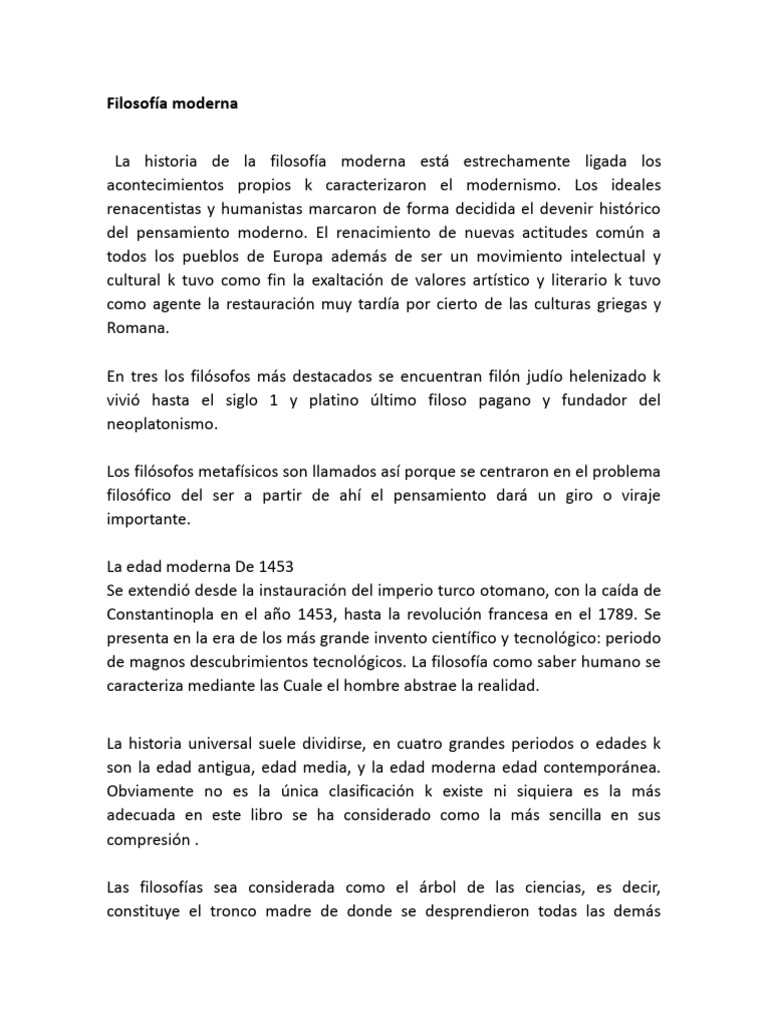 Filosofía Moderna | PDF