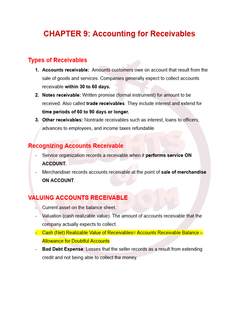 FOW16 PA Session4 Note Chapter 9 | PDF | Credit Card | Bad Debt