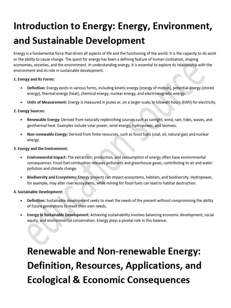 Introduction To Energy | PDF | Renewable Energy | Electricity Generation