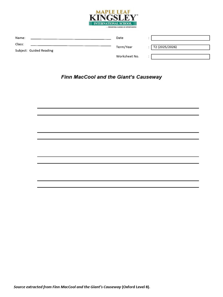 Guided Reading Comprehension Qs - Finn MacCool | PDF