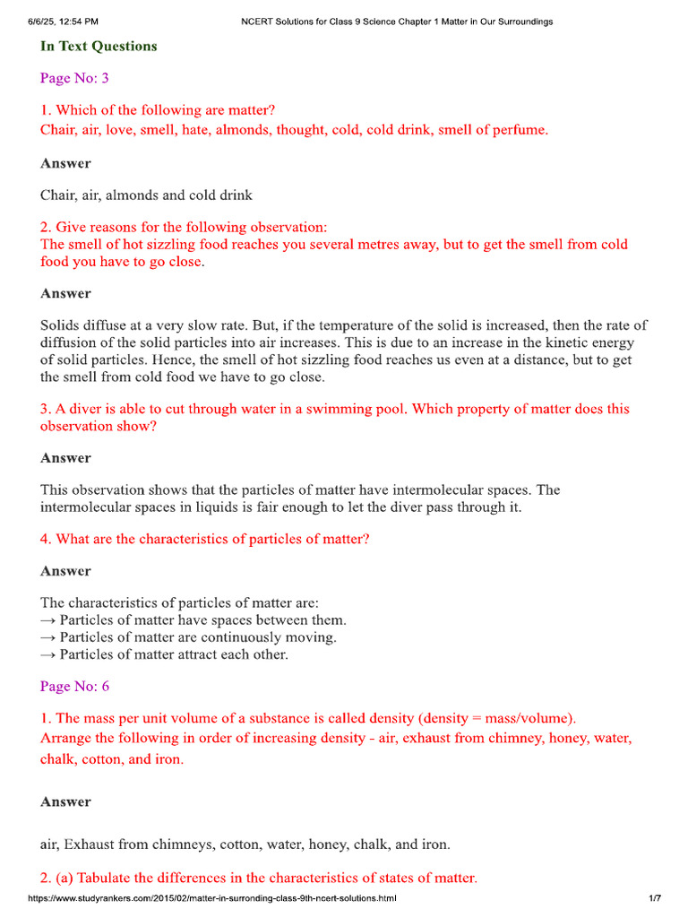 Chapter 1 Matter in Our Surroundings | PDF