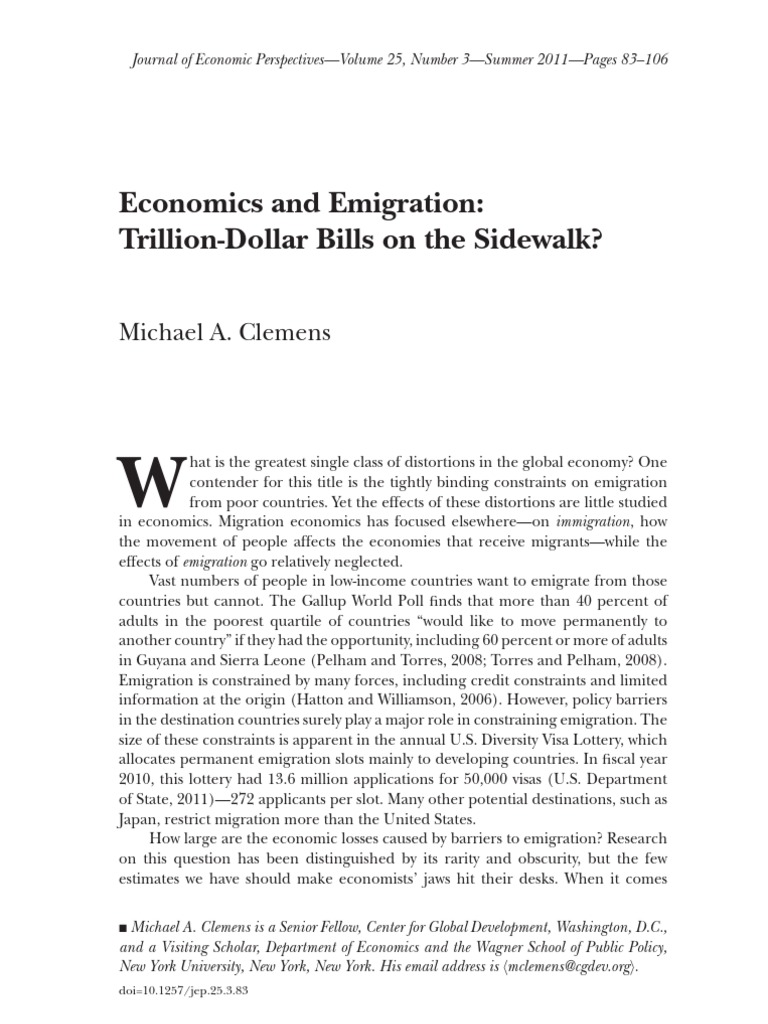 Economics and Emigration | PDF | Immigration | Labour Economics