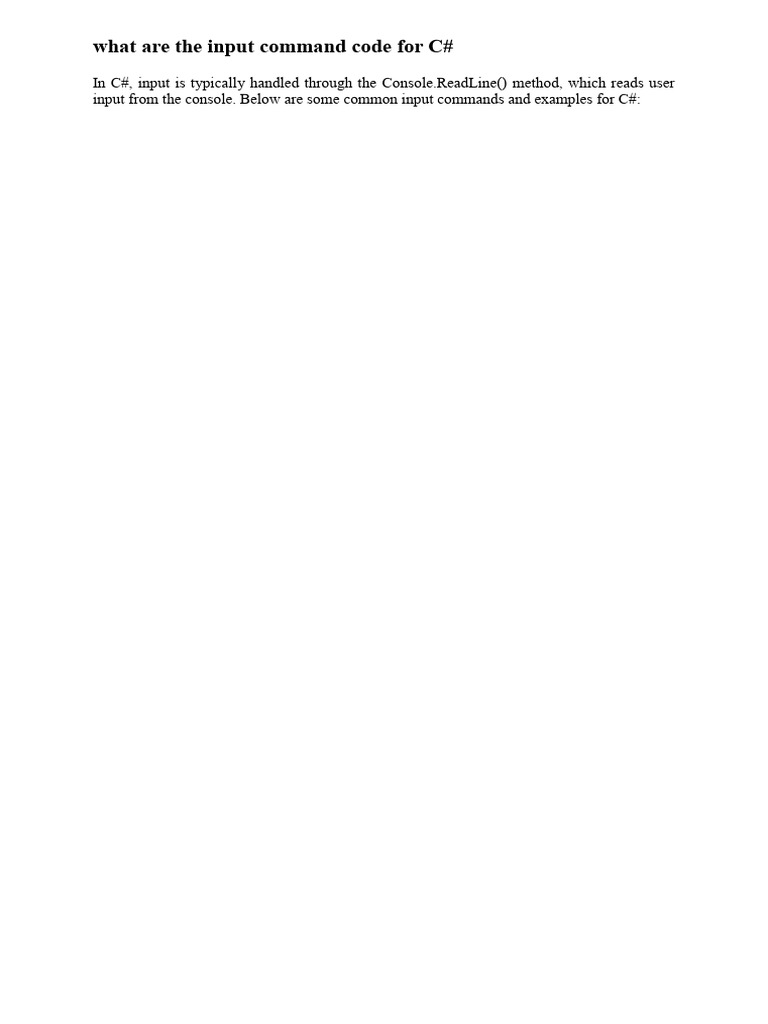 Input and Output Command Lines in C# | PDF | C Sharp (Programming ...