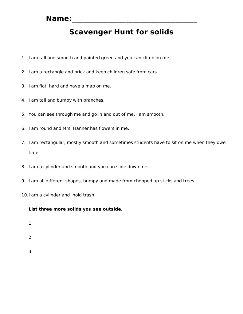 Solid Scavenger Hunt | PDF | Career & Growth | Home & Garden