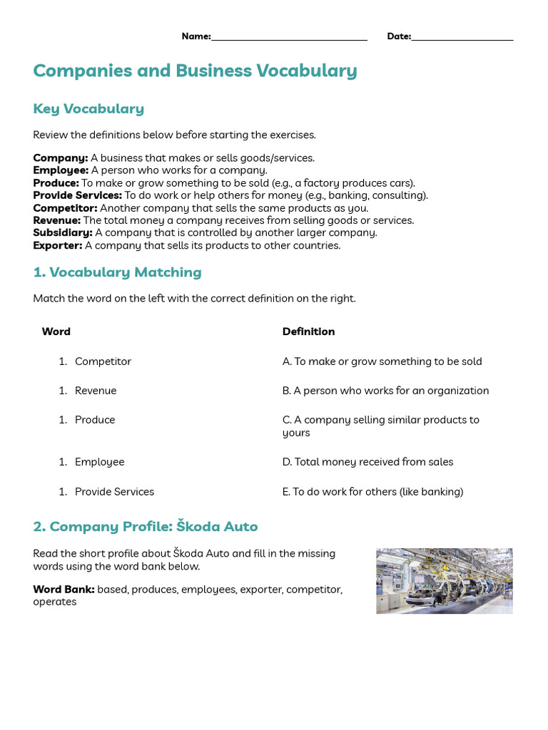 Companies and Business Vocabulary Part - 2 | PDF | Linguistics