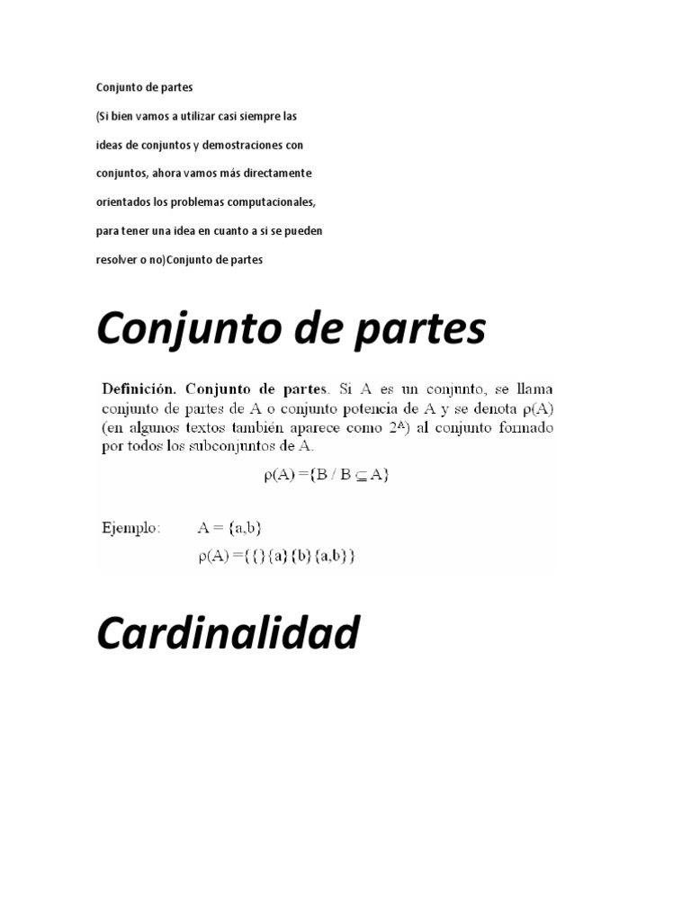 Conjunto de Partes | PDF | Conjunto (Matemáticas) | Fórmula