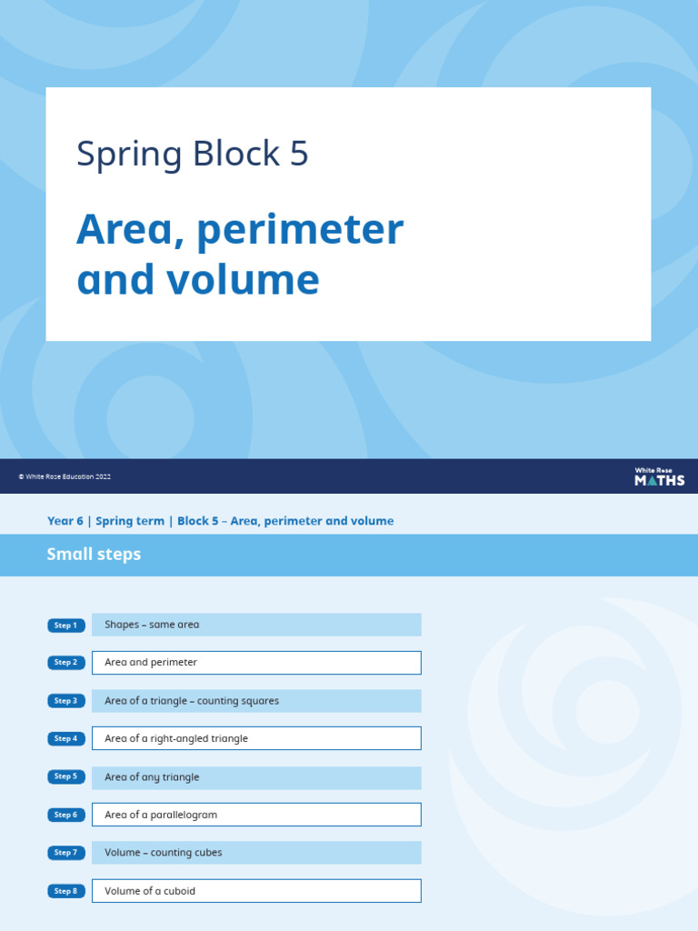 Y6 Spring Block 5 SOL Area Perimeter and Volume | PDF | Area | Volume