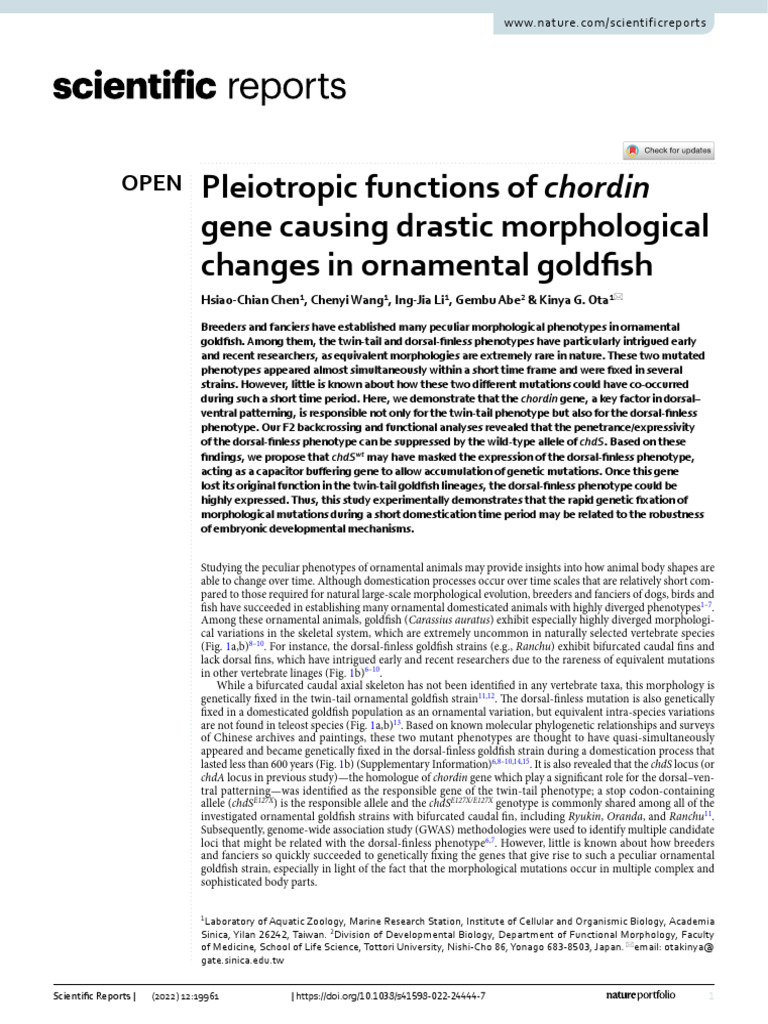 Pleiotropic Functions of Chordin | PDF | Phenotype | Allele