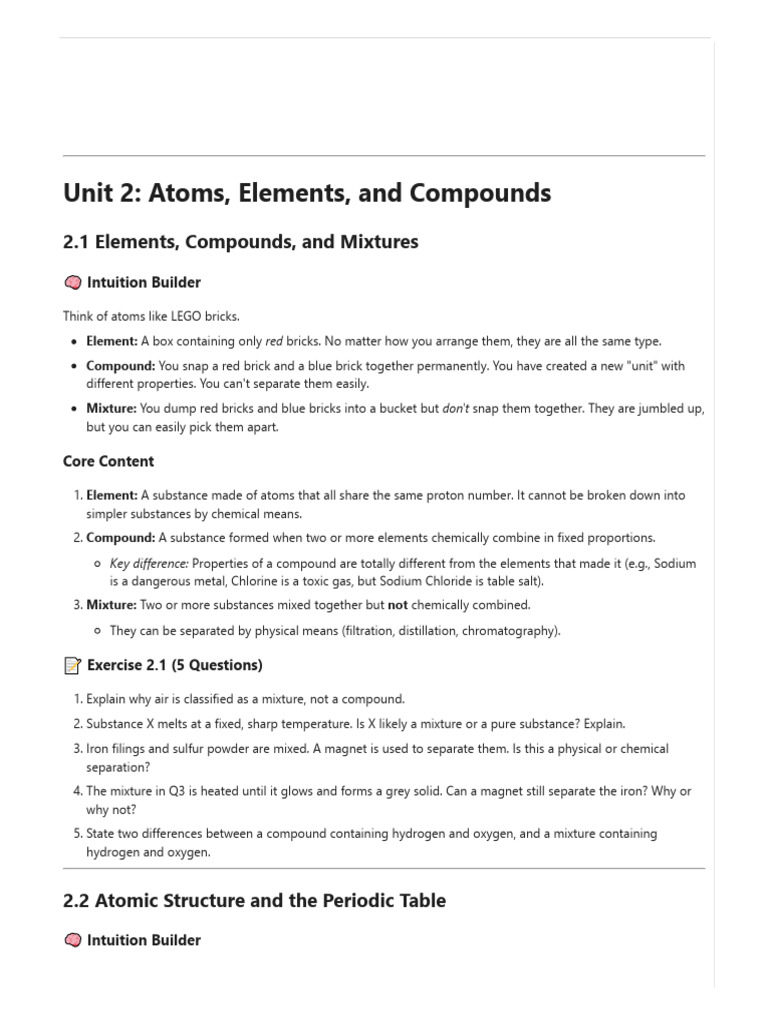 2 Atoms, Elements and Compounds | PDF | Chemical Bond | Ion