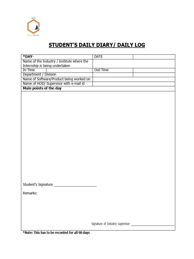 Internship Student Daily Diary-Hard | PDF