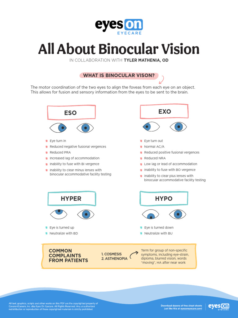 Binocular Vision Cheat Sheet | PDF | Medical Specialties | Eye