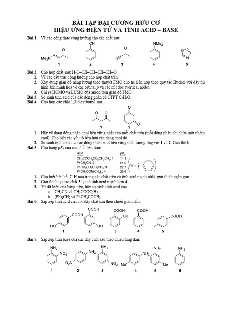 Bai Tap Hieu Ung Dien Tu Thuyet Acid Base 1 | PDF