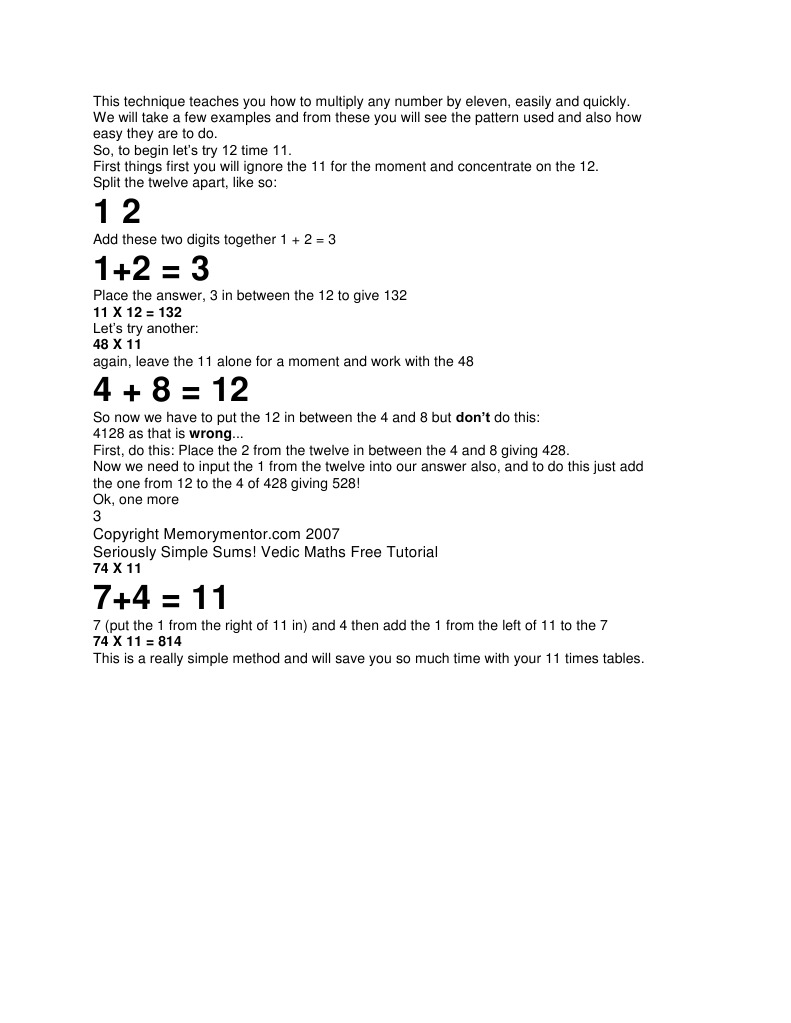 This Technique Teaches You How To Multiply Any Number by Eleven | PDF ...
