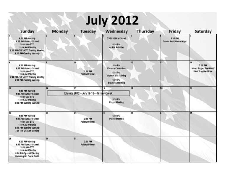 07 July Calendar 2012 | PDF