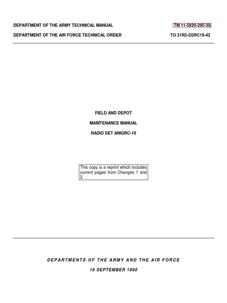 TM 11-5820-295-35 an-GRC-19 Radio Set - Field and Depot Maint. (1960 ...