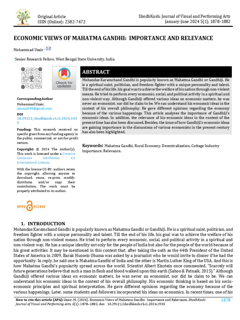 ECONOMIC_VIEWS_OF_MAHATMA_GANDHI_IMPORTANCE_AND_RE | PDF | Mahatma ...