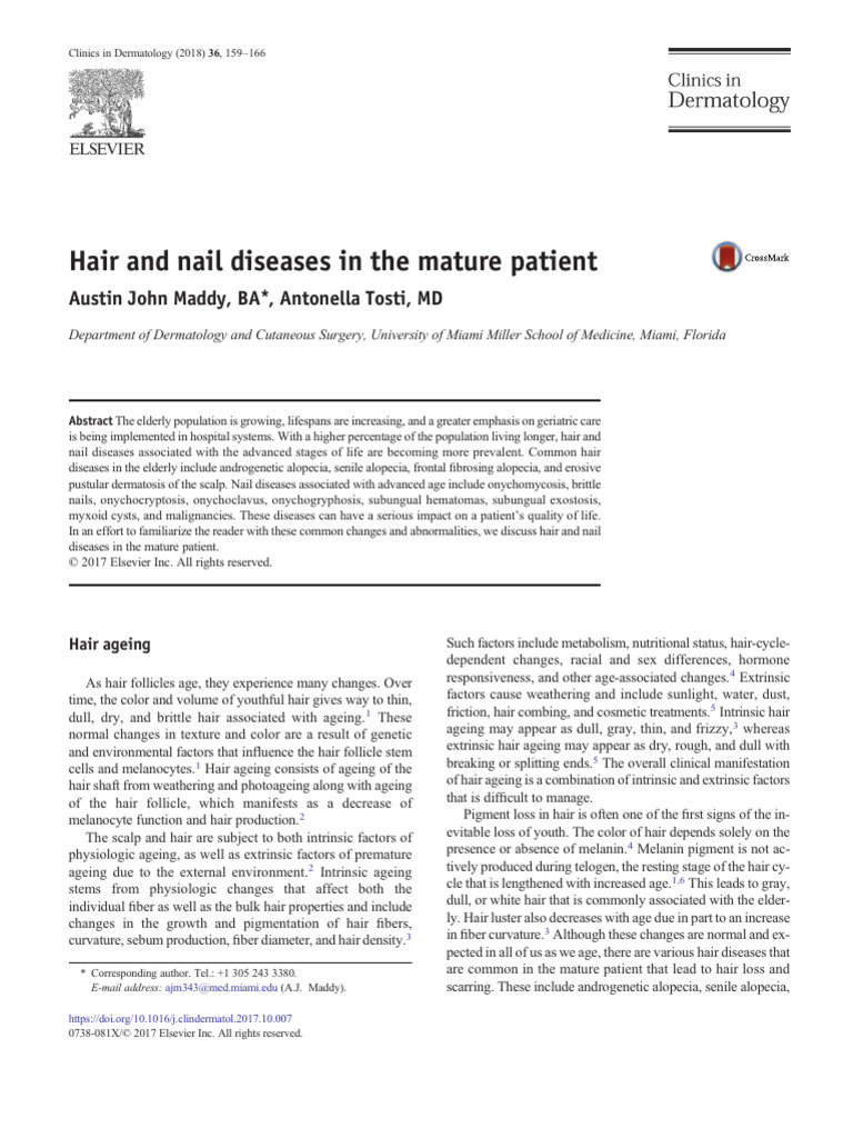 Hair and Nail Diseases in The Mature Patient 2018 Clinics in ...
