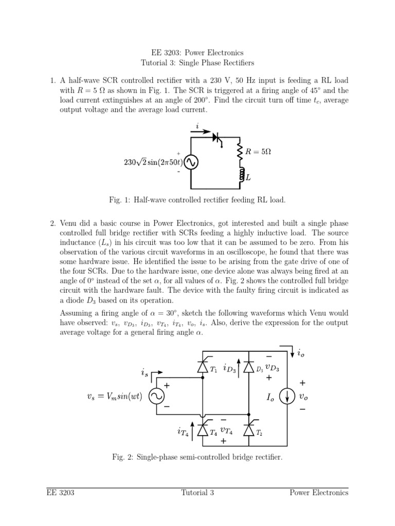 Tutorial 3 Single Phase Rectifiers | PDF | Rectifier | Capacitor