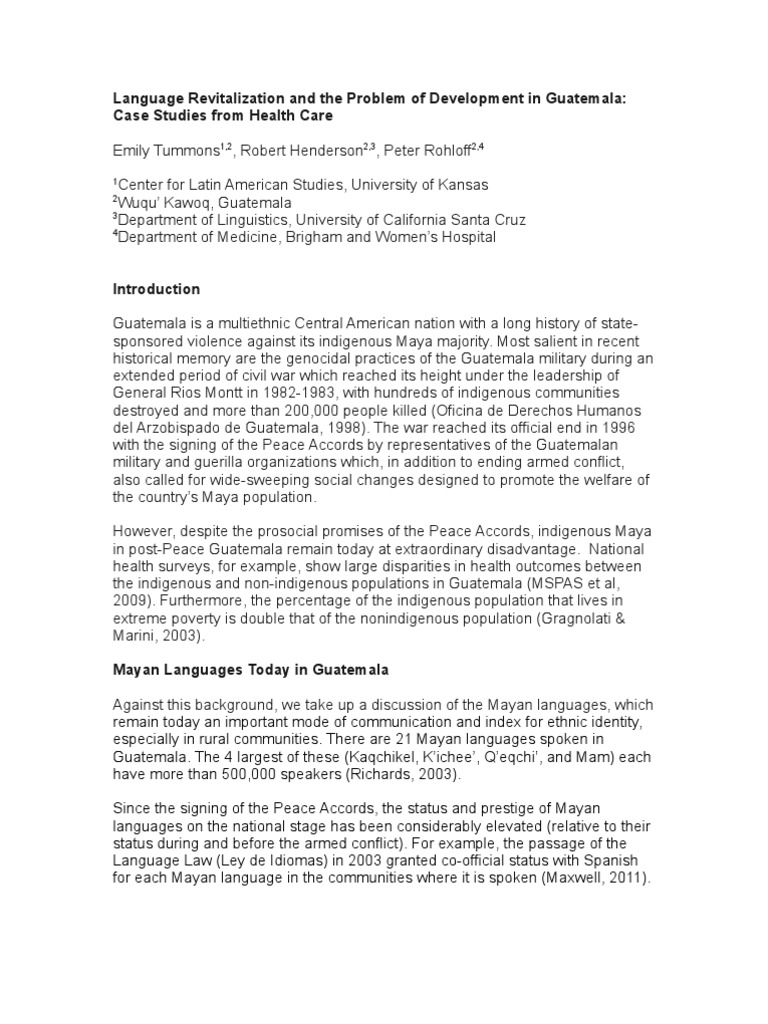 Mayan Languages and Revitalization in Guatemala | PDF | Maya Peoples ...