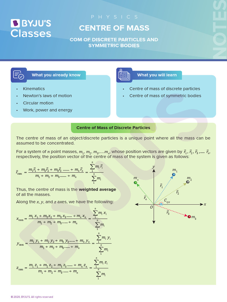 Byjus Center of Mass Coloured Material | PDF | Coordinate System ...