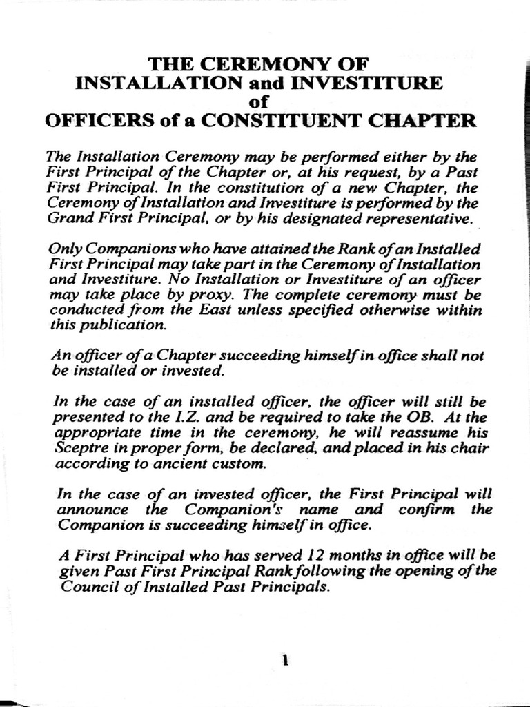 Chapter Ceremony of Installation | PDF