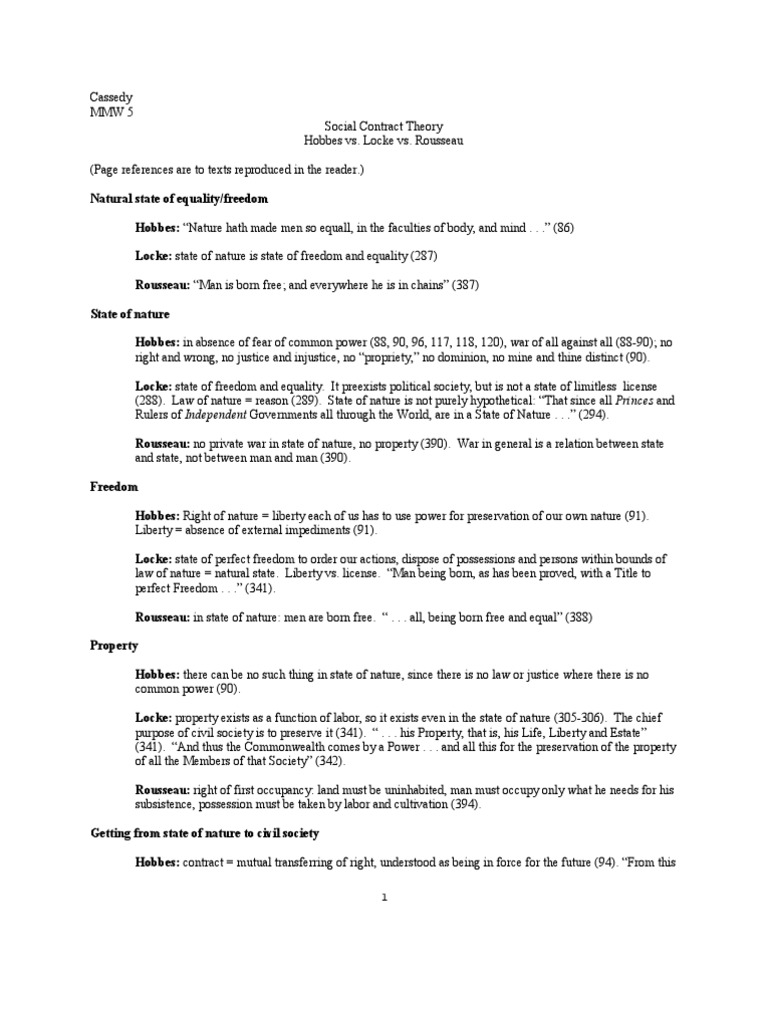 Hobbes Locke Rousseau-1 | PDF | Liberty | Social Contract