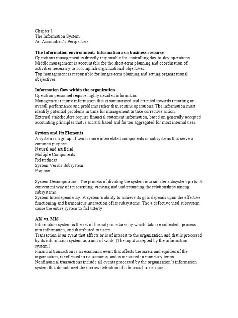 AIS Chapter 1 | PDF | Inventory | System