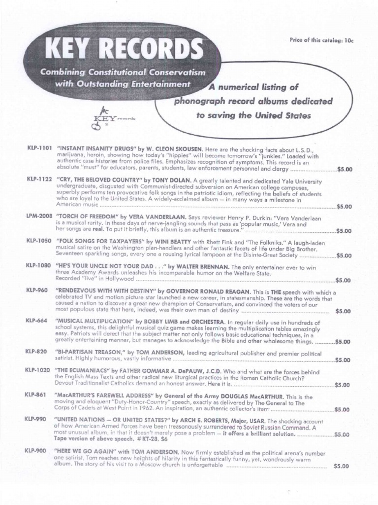 Key Records Catalog | PDF | The United States | Politics (General)