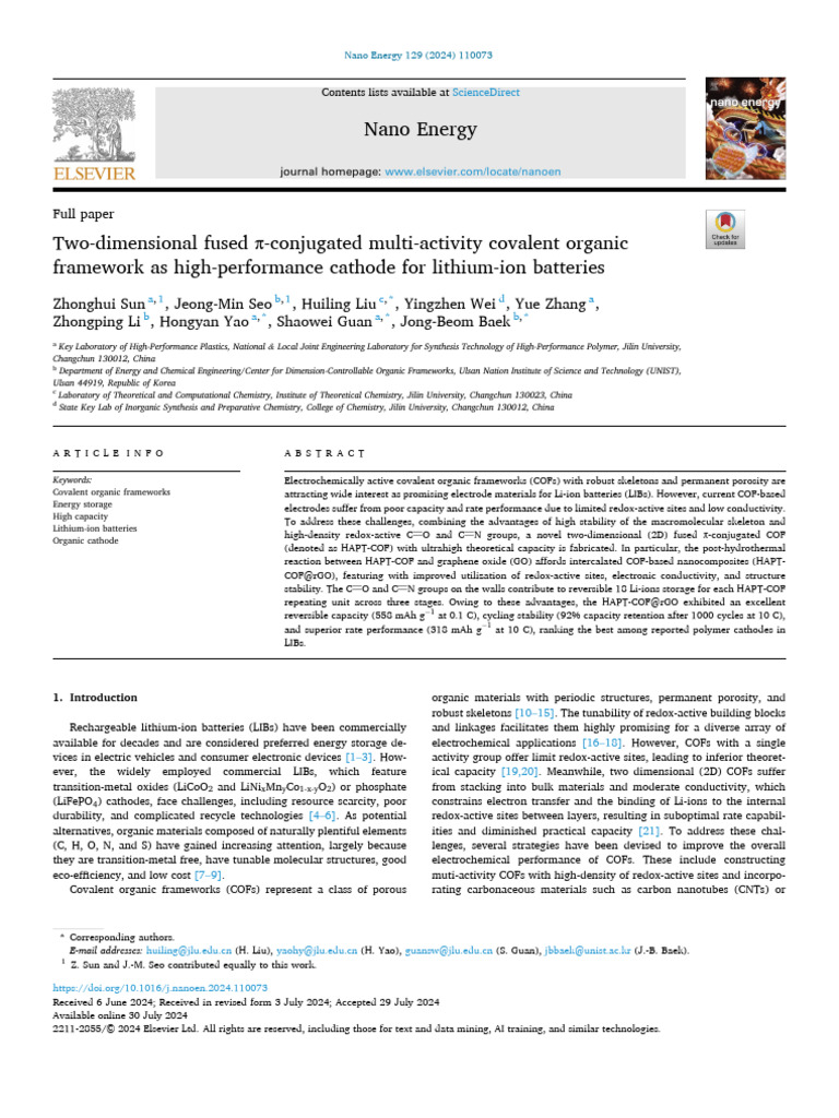 Two Dimensional Pi Conjugated Multi Activity COFs As High Performance ...