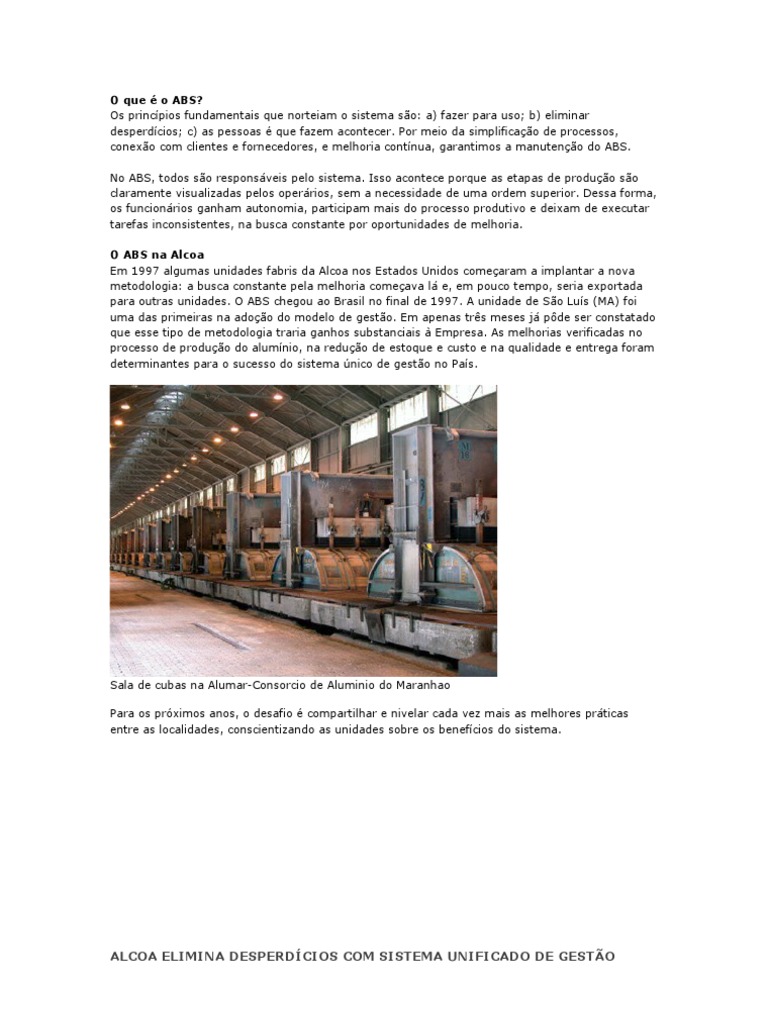 O Que É o ABS | PDF | Fabricação enxuta | Qualidade (negócios)