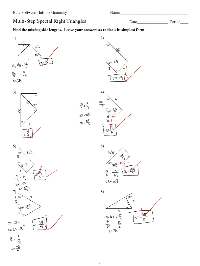 Multi-Step Special Right Triangles | PDF