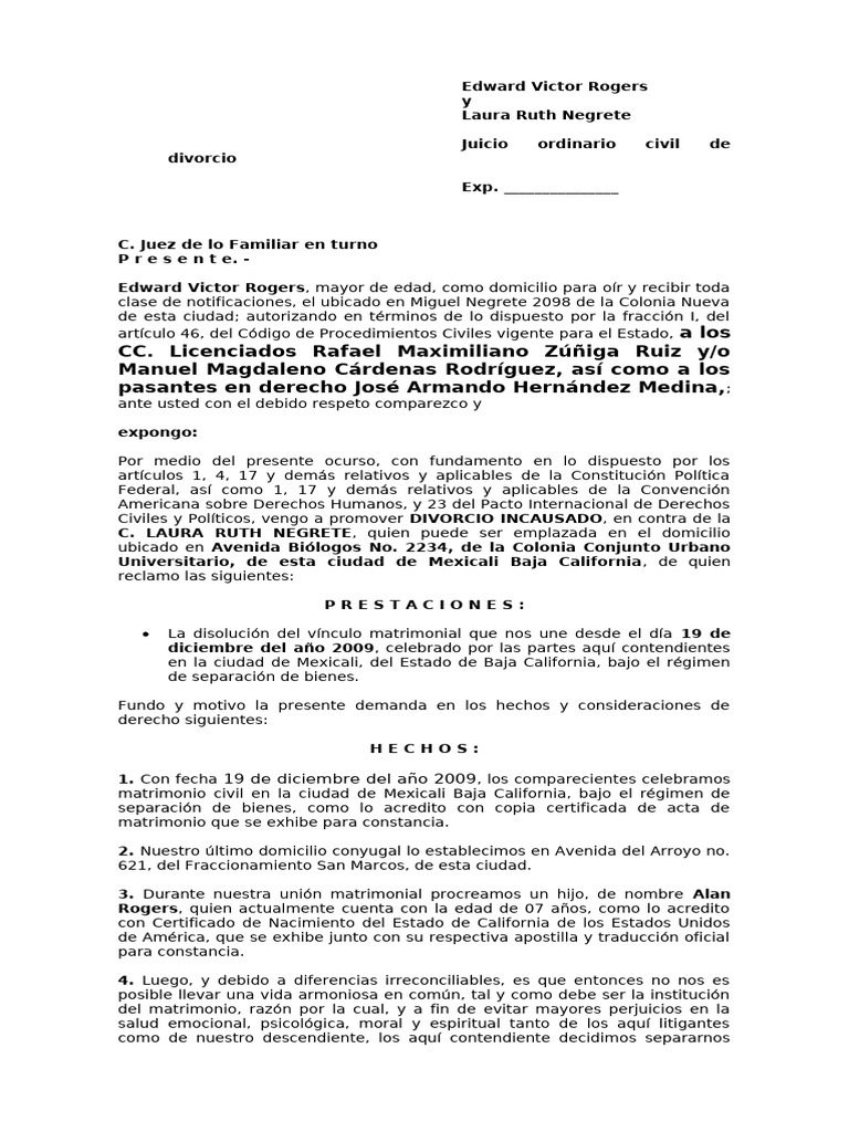 Edward Victor Rogers Div Incausado | PDF | Divorcio | Matrimonio
