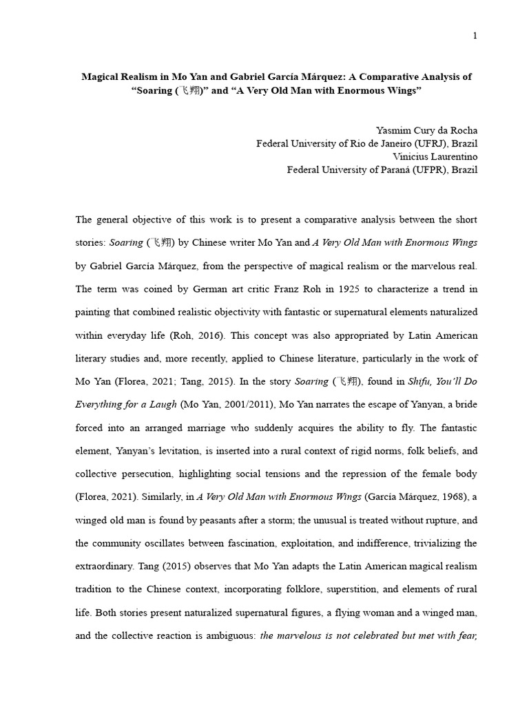 Magical Realism in Mo Yan and Gabriel García Márquez: A Comparative ...