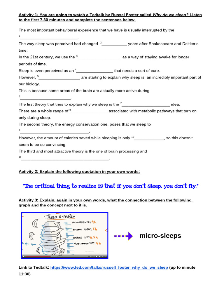 Tedtalk Why Do We Sleep IAE | PDF
