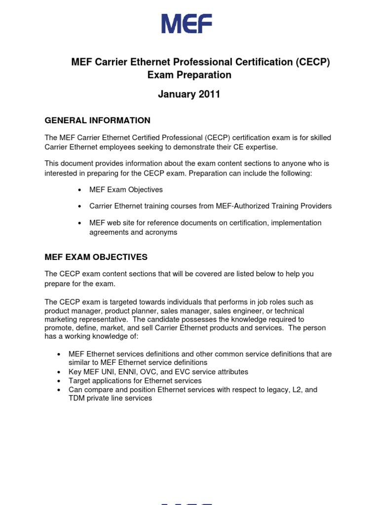 CECP Exam Prep Guide for MEF Certification | PDF | Multiprotocol Label ...