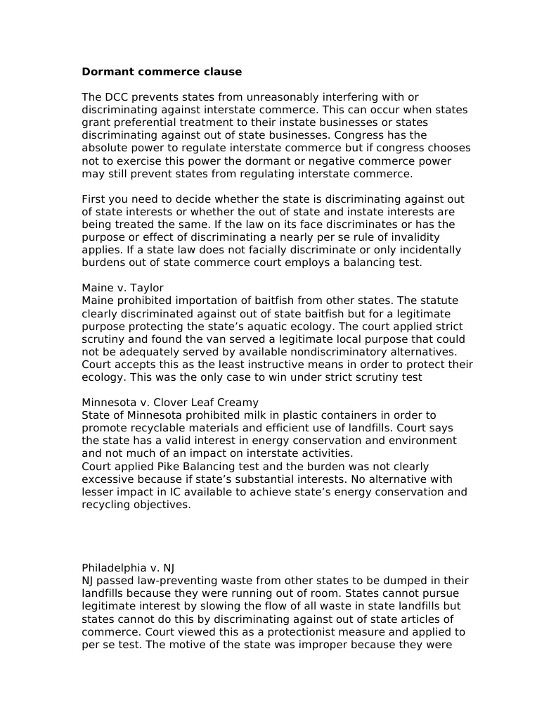 Dormant Commerce Clause | PDF | Commerce Clause | Government