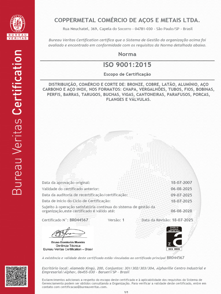 Certificado ISO 9001 06 08 2028 | PDF