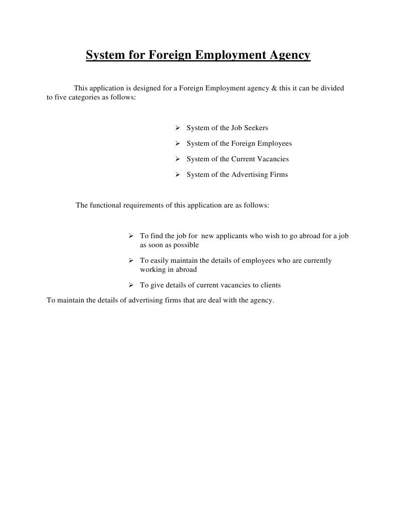 Foreign Employment Agency System Overview | PDF