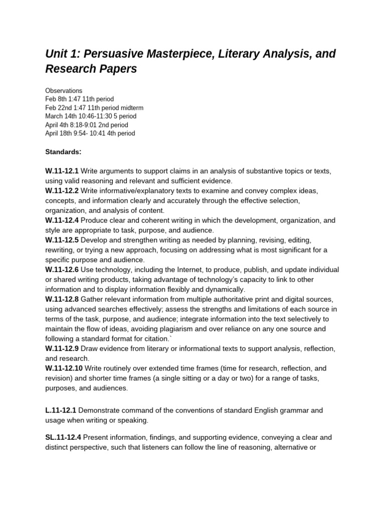 Unit 1 Mla Formatting and Writing Lessons | PDF