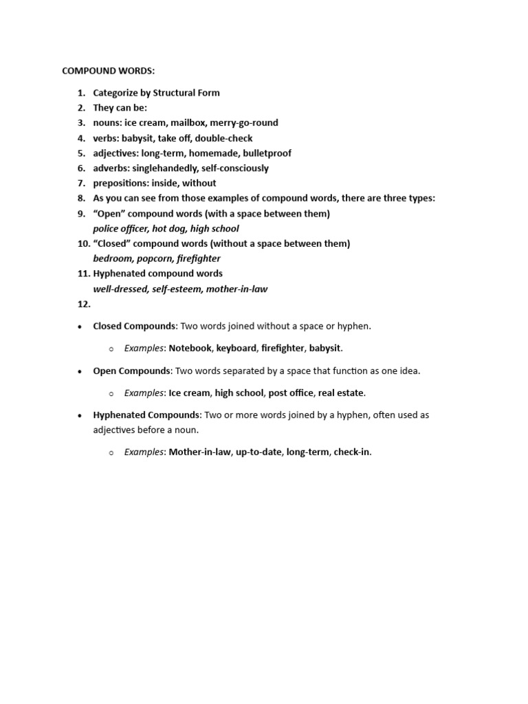Compound Words Students | PDF | Word
