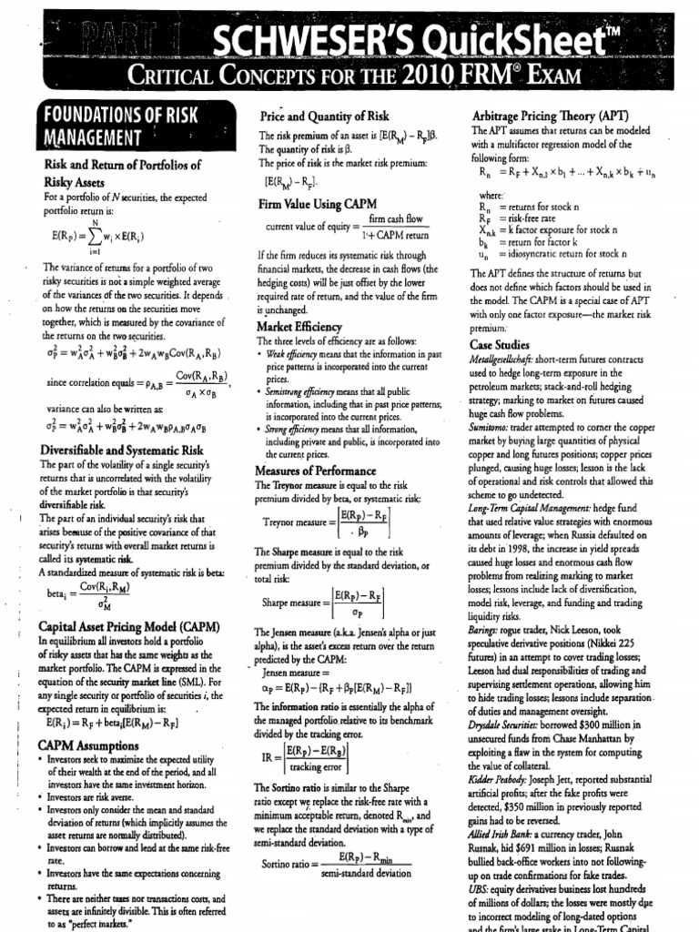 M Quicksheet Part I | PDF