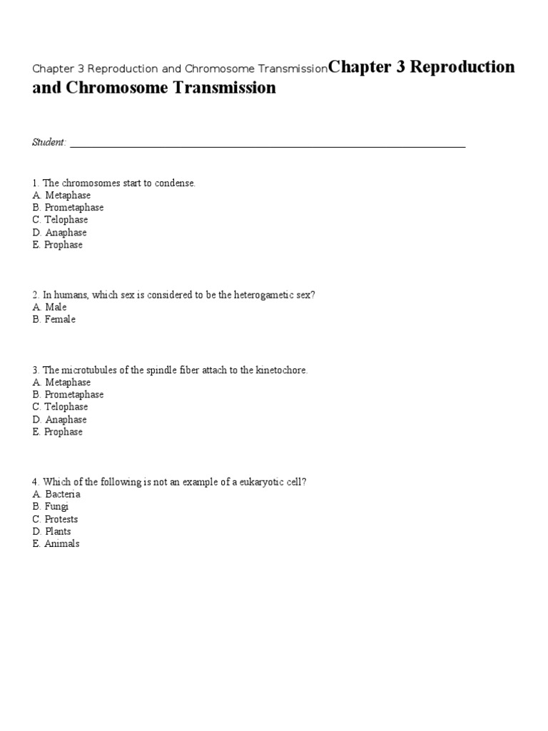 Chapter 3 Reproduction and | PDF | Meiosis | Chromosome