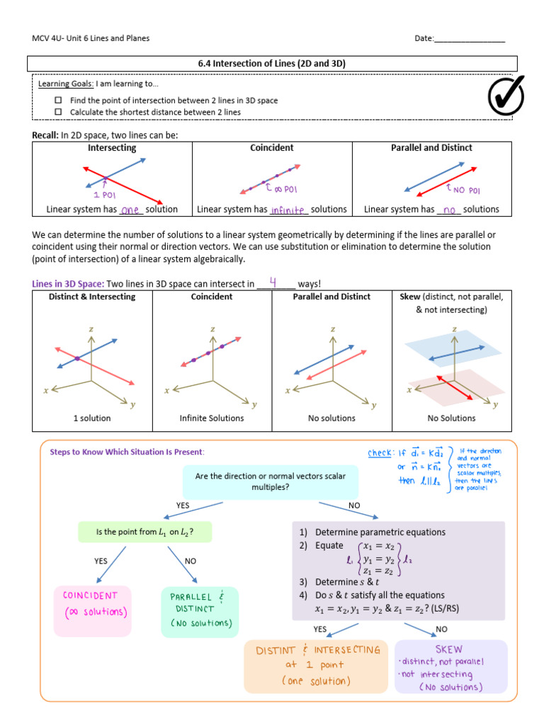6.4 Intersection of Lines (2D & 3D) | PDF