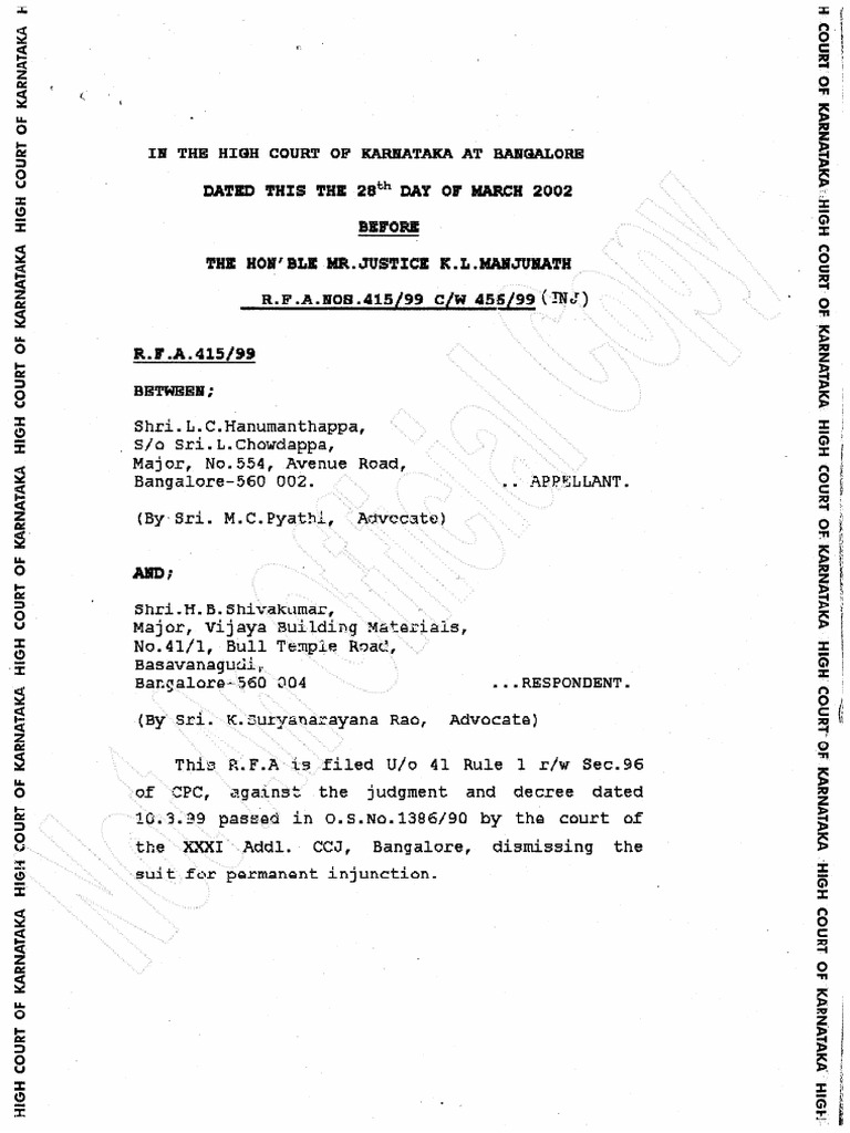 Shivakumar V Hanumanthappa - Ktaka HC | PDF
